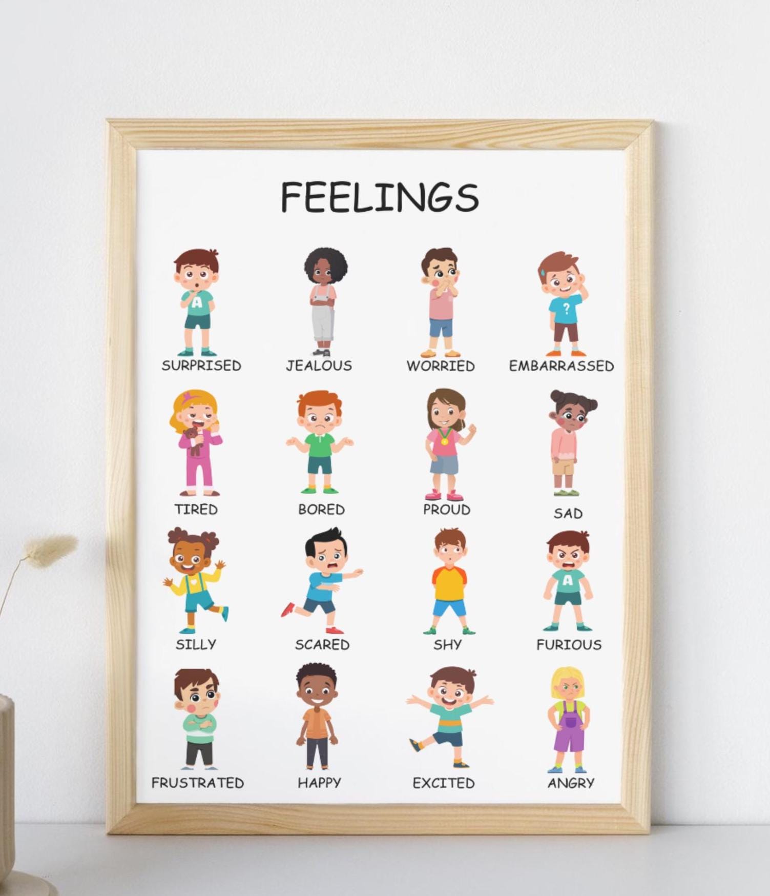 Emotions Chart, Feelings Poster, Psychology Kids Print, Montessori ...