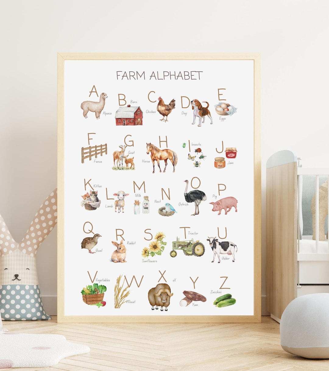 Farm Alphabet, Nursery Farm Print, Nursery Farm Decor, Toddlers Farm ...