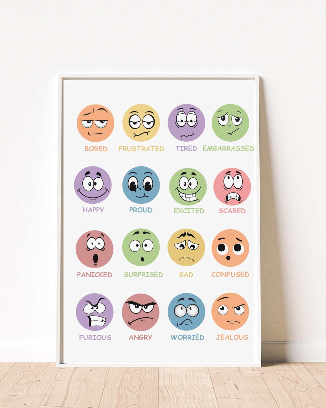 Feelings Chart Poster, Feelings Poster for Kids, Montessori Homeschool ...