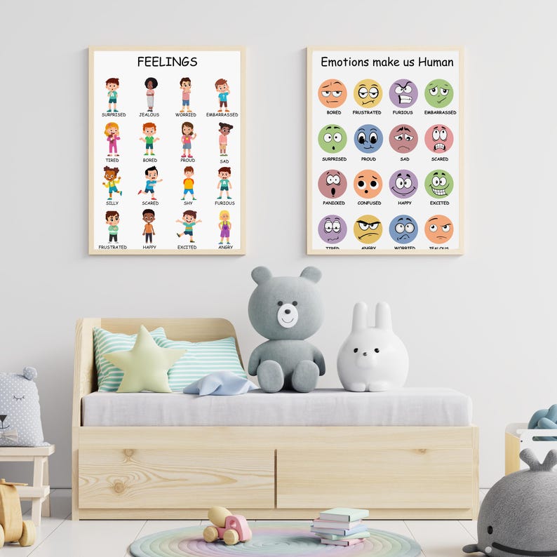 Emotions Chart, Feeling Chart, Two Emotion Posters, Toddler Feelings ...
