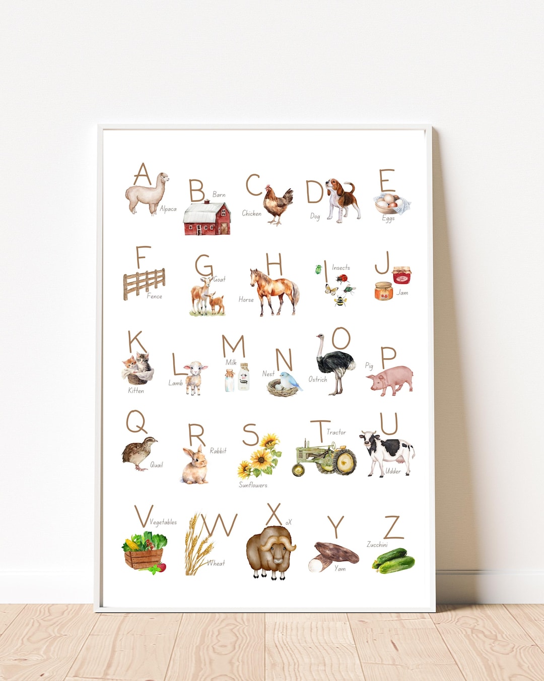 Alphabet Poster, Farm Animal ABC Poster, Nursery Decor, Farmland ...