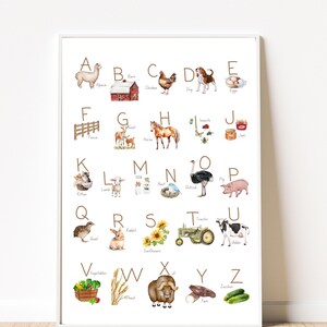 Alphabet Poster, Farm Animal ABC Poster, Nursery Decor, Farmland ...