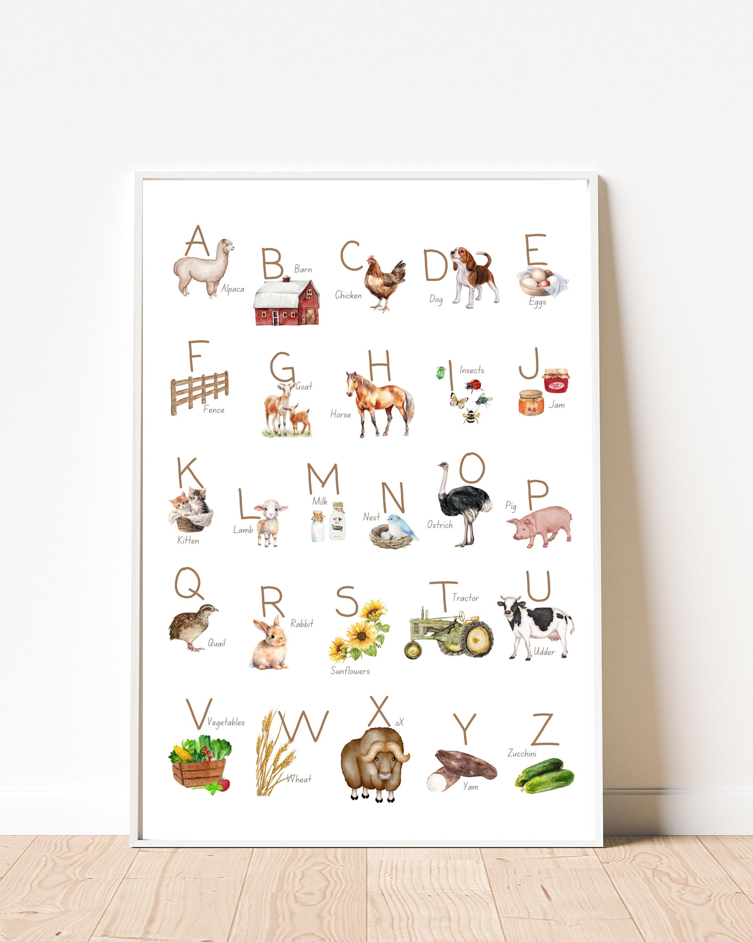 Alphabet Poster, Farm Animal ABC Poster, Nursery Decor, Farmland ...