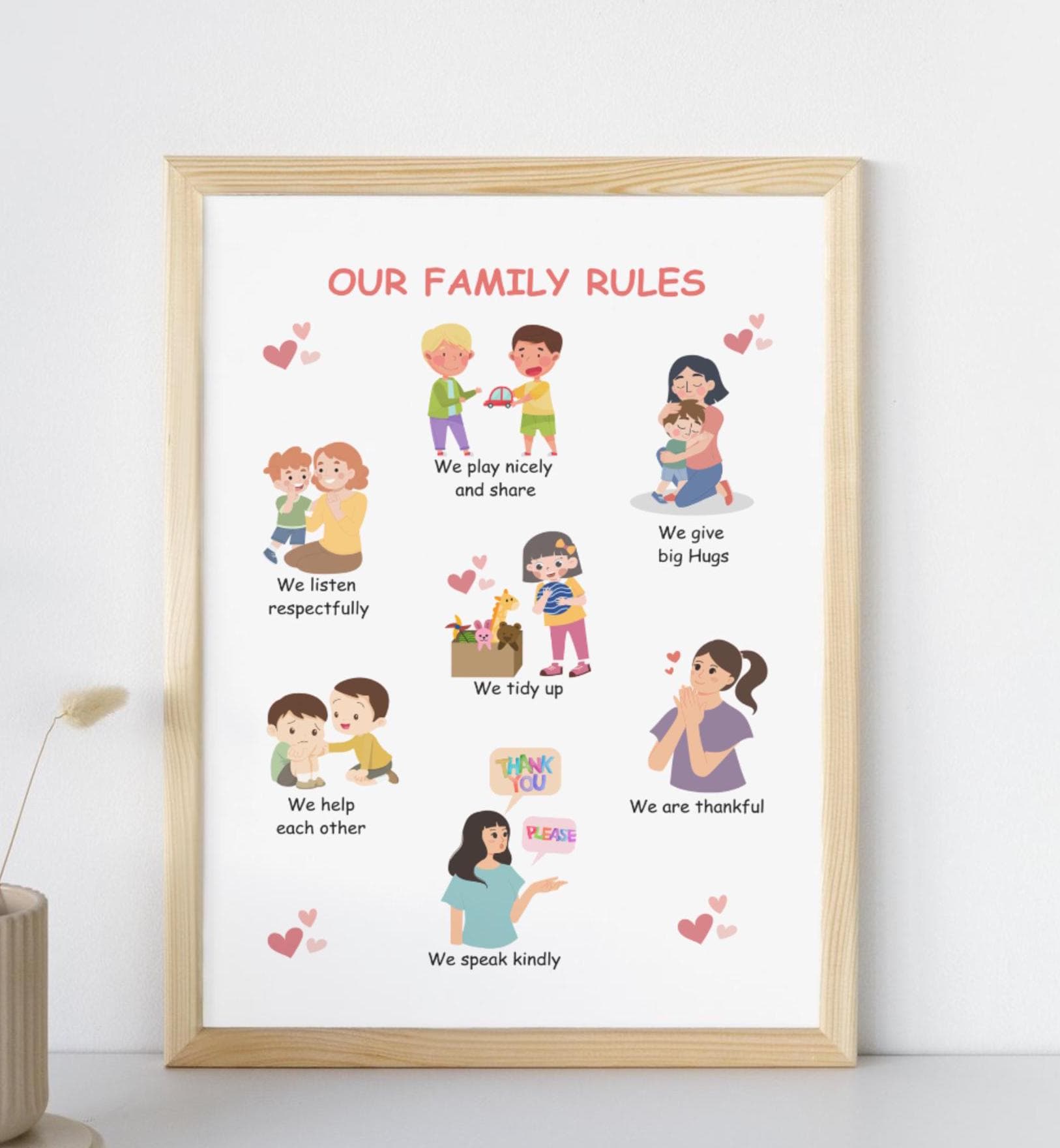Family Rules Printable, House Rules Poster, Kids Behavior Printable ...