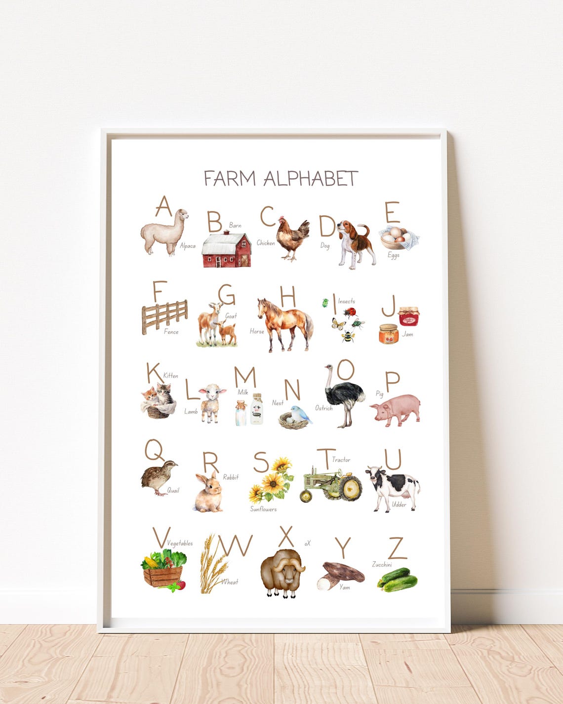 Farm Alphabet, Nursery Farm Print, Nursery Farm Decor, Toddlers Farm ...