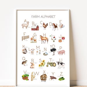 Farm Alphabet, Nursery Farm Print, Nursery Farm Decor, Toddlers Farm ...
