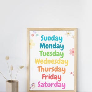 Days of the Week Printable, Montessori Poster, Educational Wall Art ...