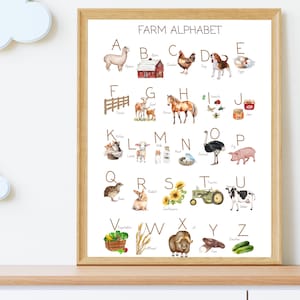 Farm Alphabet, Nursery Farm Print, Nursery Farm Decor, Toddlers Farm ...