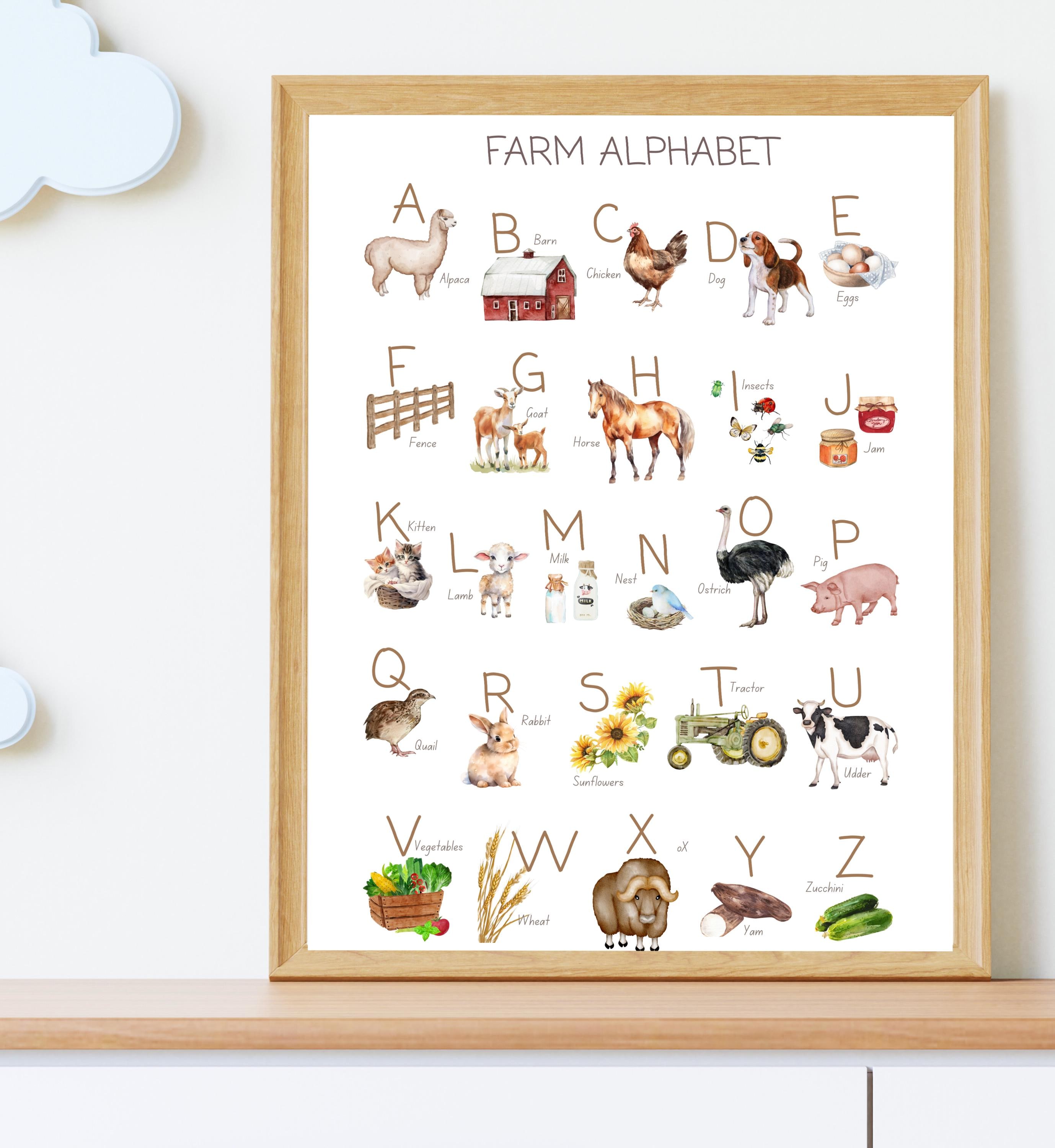 Farm Alphabet, Nursery Farm Print, Nursery Farm Decor, Toddlers Farm ...
