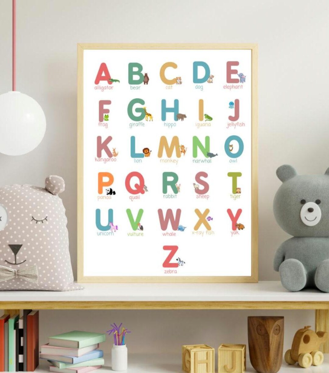 Rainbow Alphabet Poster, Nursery ABC Print, Rainbow Playroom Decor ...