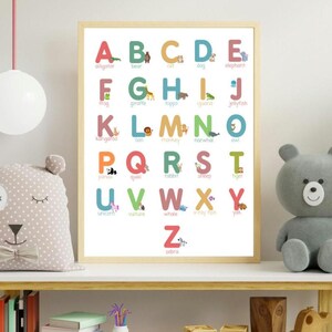 Alphabet Poster, ABC Poster Print, Animals Letters Poster, Educational ...
