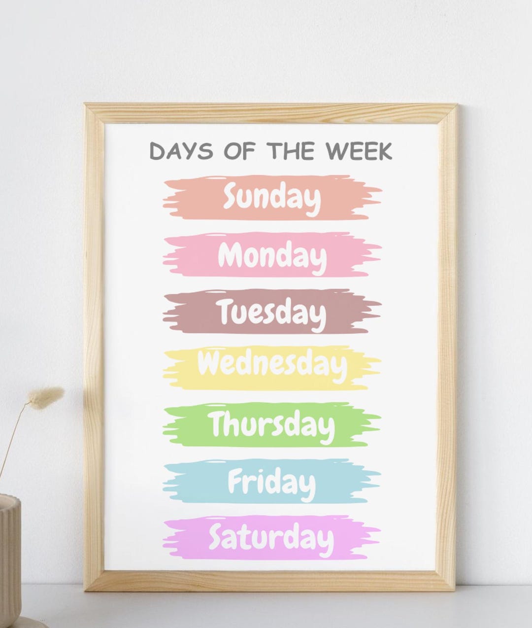 Days of the Week Poster, Educational Wall Art, Playroom Poster ...