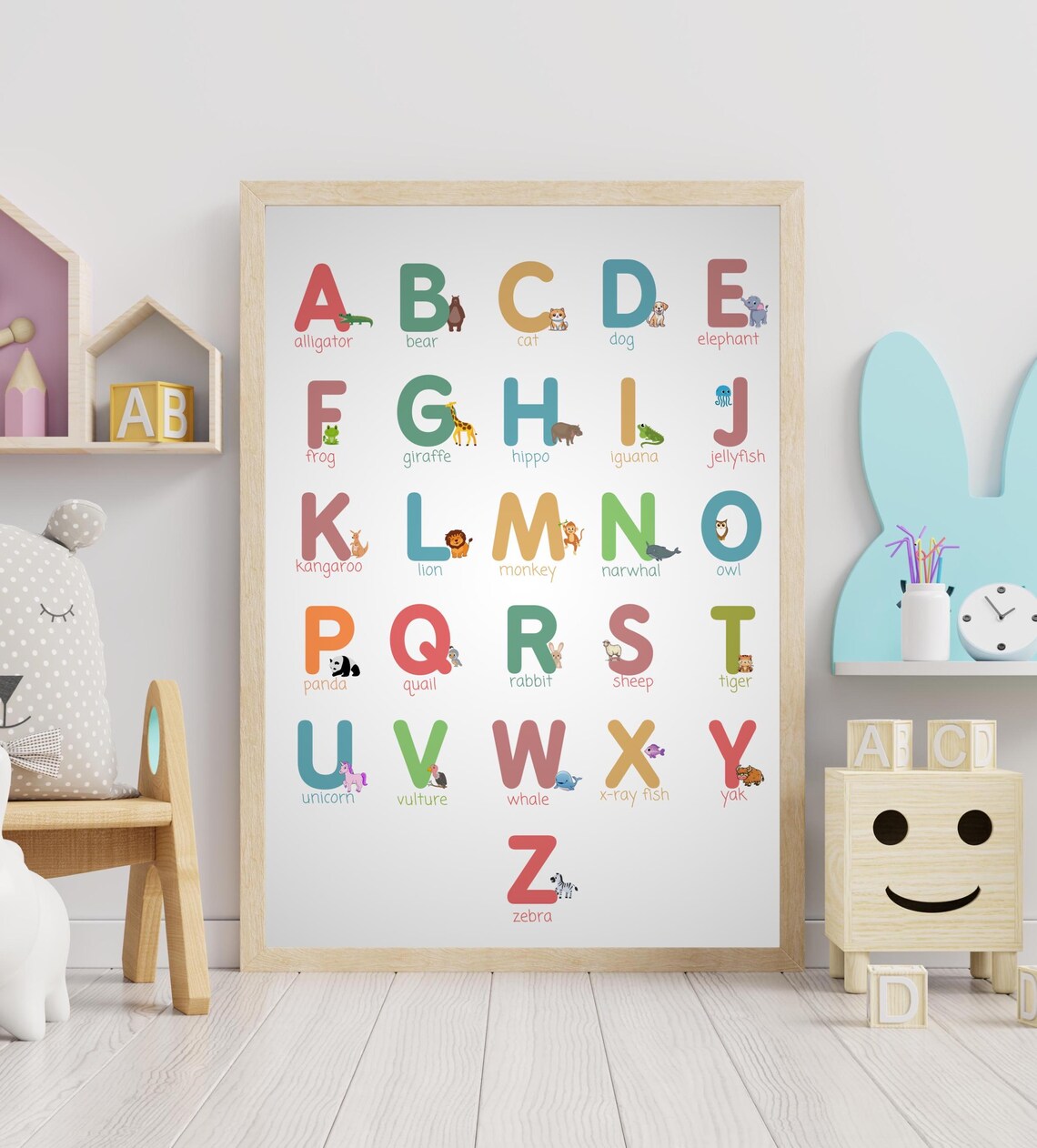 Alphabet Poster, ABC Poster Print, Animals Letters Poster, Educational ...