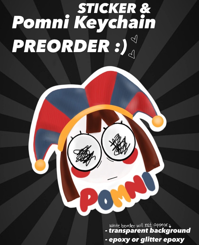 Pomni the Amazing Digital Circus Keychain OR Sticker TRANSPARENT ...