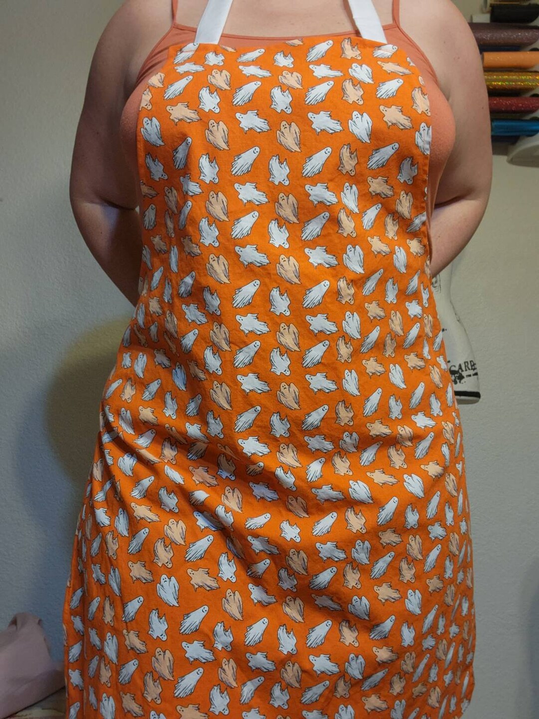 Glow in the Dark Apron ~ Ghost Apron ~ Ghosts ~ Spooky Apron ~ Orange ...