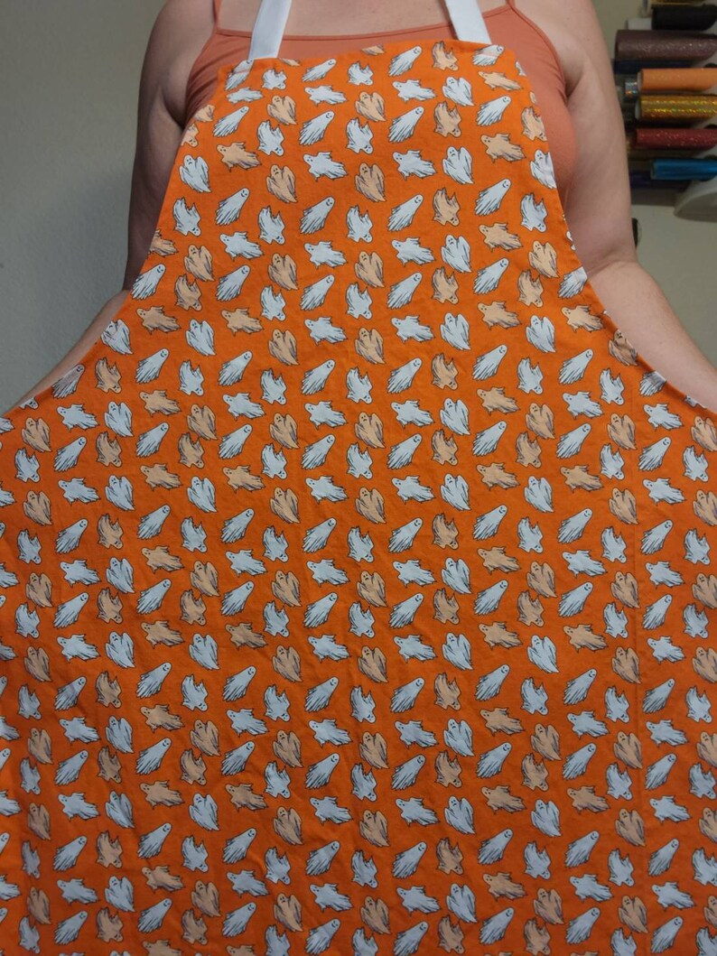 Glow in the Dark Apron Ghost Apron Ghosts Spooky Apron Orange Apron ...