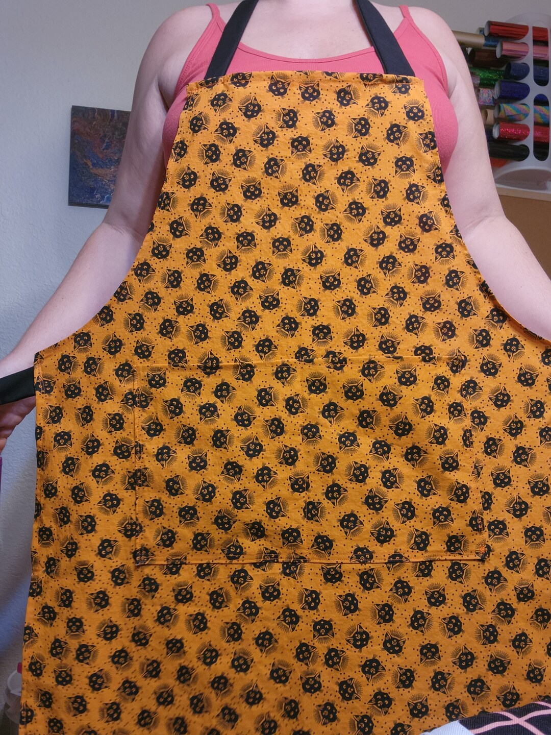 Cats Apron Orange Apron Spooky Apron Halloween Apron - Etsy