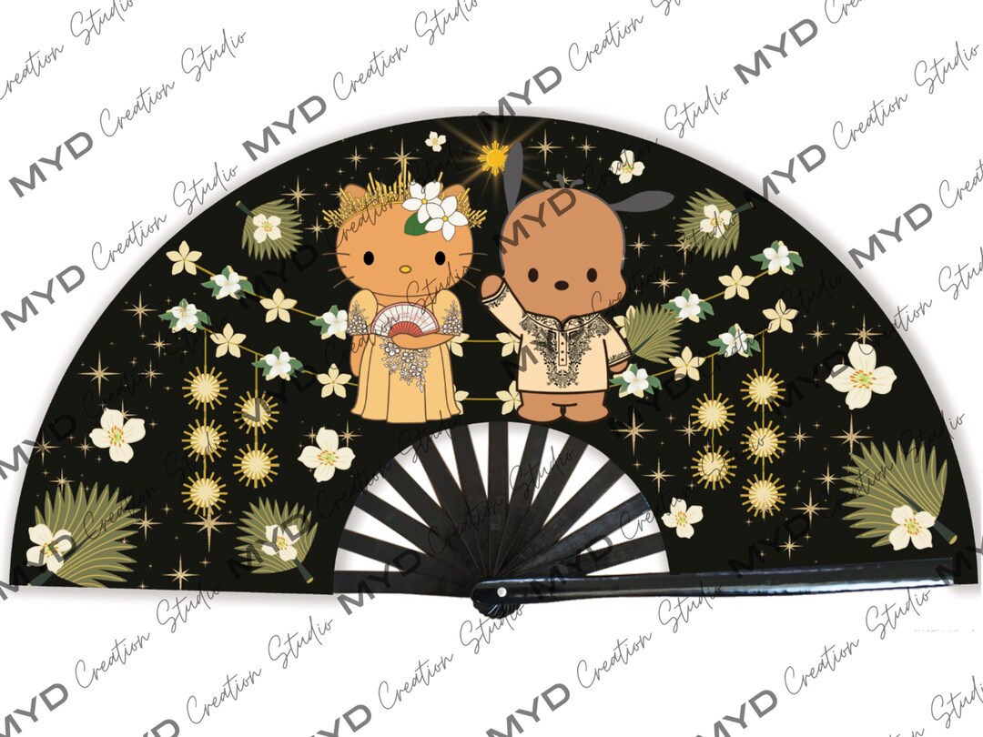 HAND FAN - Large Hand Fan, Kawaii Filipino Couple, Filipino Inspired ...