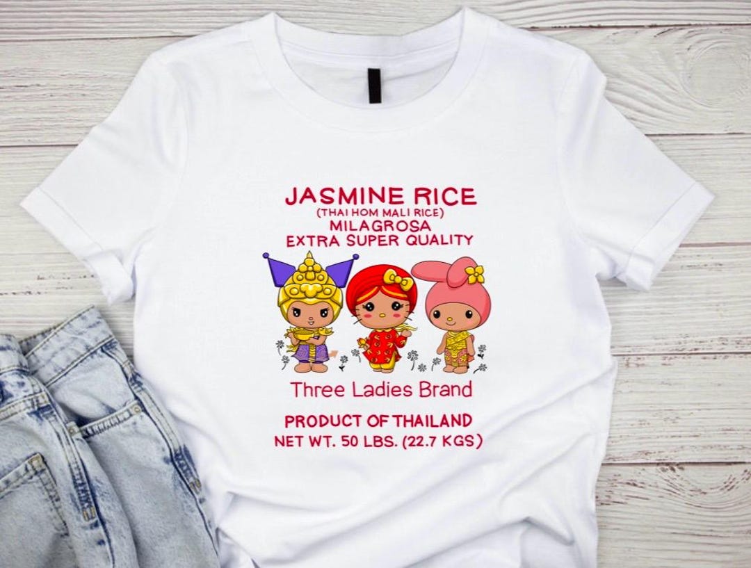 KIDS Kawaii Jasmine Rice Tshirt, Three Ladies Rice, Asian Inspired ...