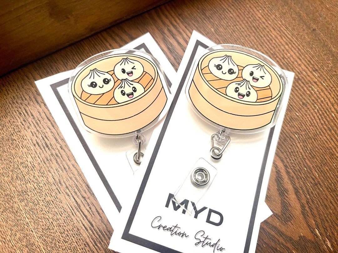 BADGE Reel-chinese Dim Sum Dumplings Badge Reel, Alligator Clip ...