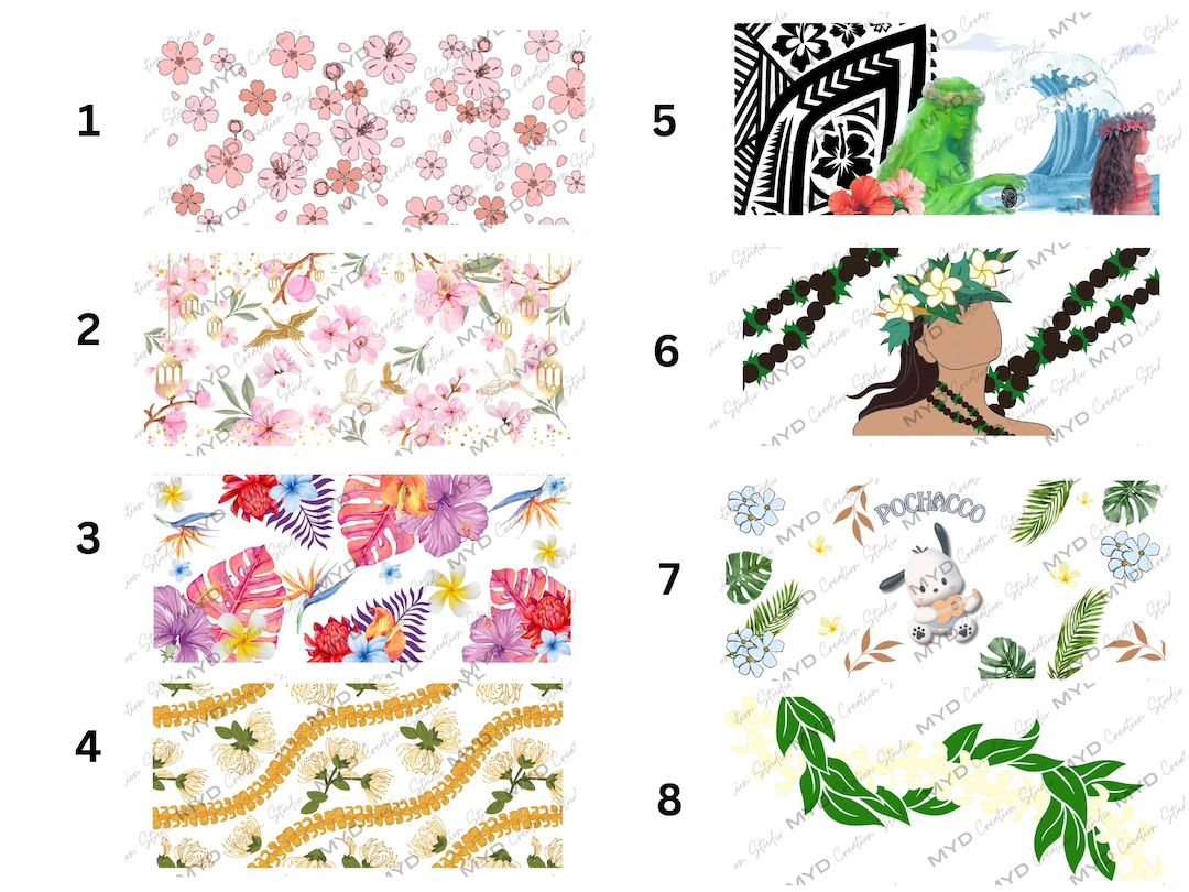 UV DTF 16oz Tumbler Wraps, Hawaii Wraps, Polynesian, Hawaiian Lei Cup ...