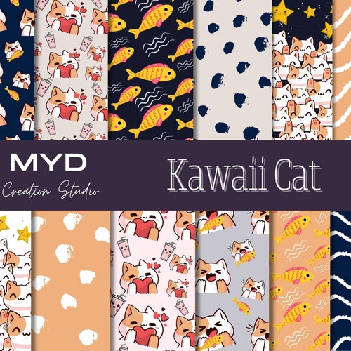 CUTE CATS Digital Paper Pack 12 Jpegs Instant Download - Etsy