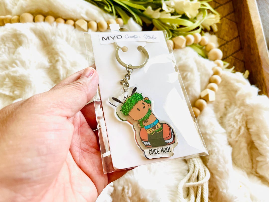 Keychain-kawaii Dog Musubi Surfing Keychain, Acrylic, Hawaii Inspired ...