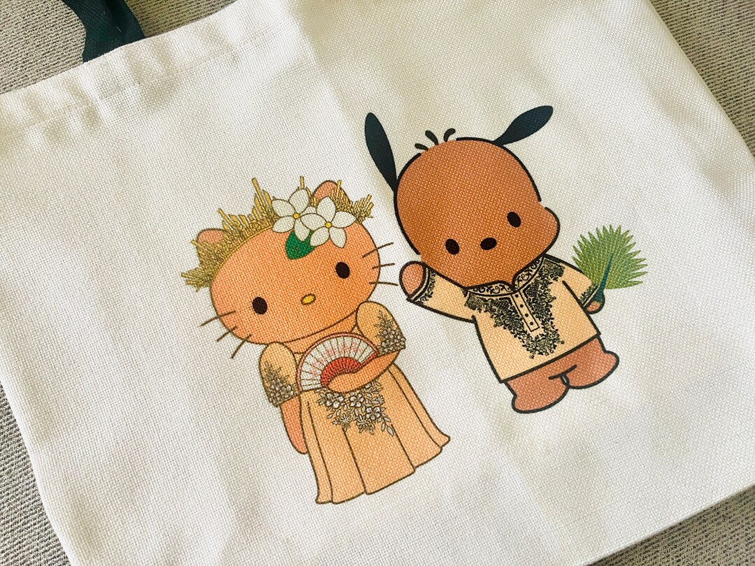 Filipiniana Kawaii Cat, Filipino Barong Kawaii Dog Large Tote Bag ...