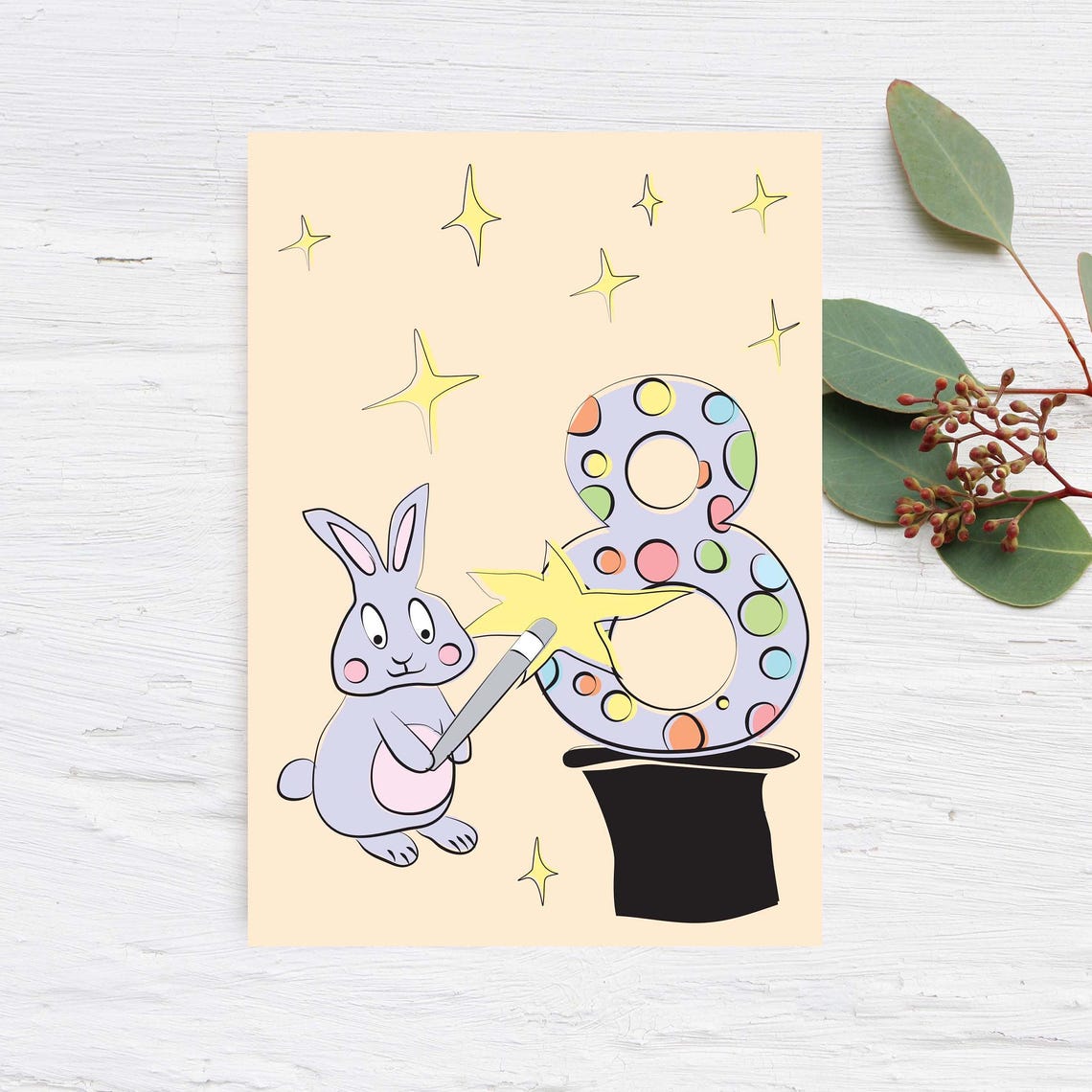 Happy 8th Birthday Card - Magic Themed - Blank Inside - FREE UK ...