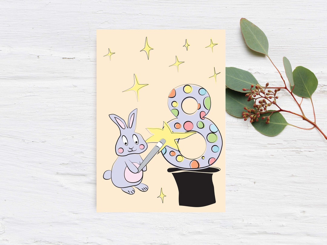 Happy 8th Birthday Card Magic Themed Blank Inside FREE UK Delivery - Etsy