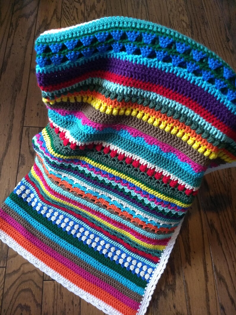 Spice of Life Mixed Stitch Crochet Throw Blanket - Etsy Nederland