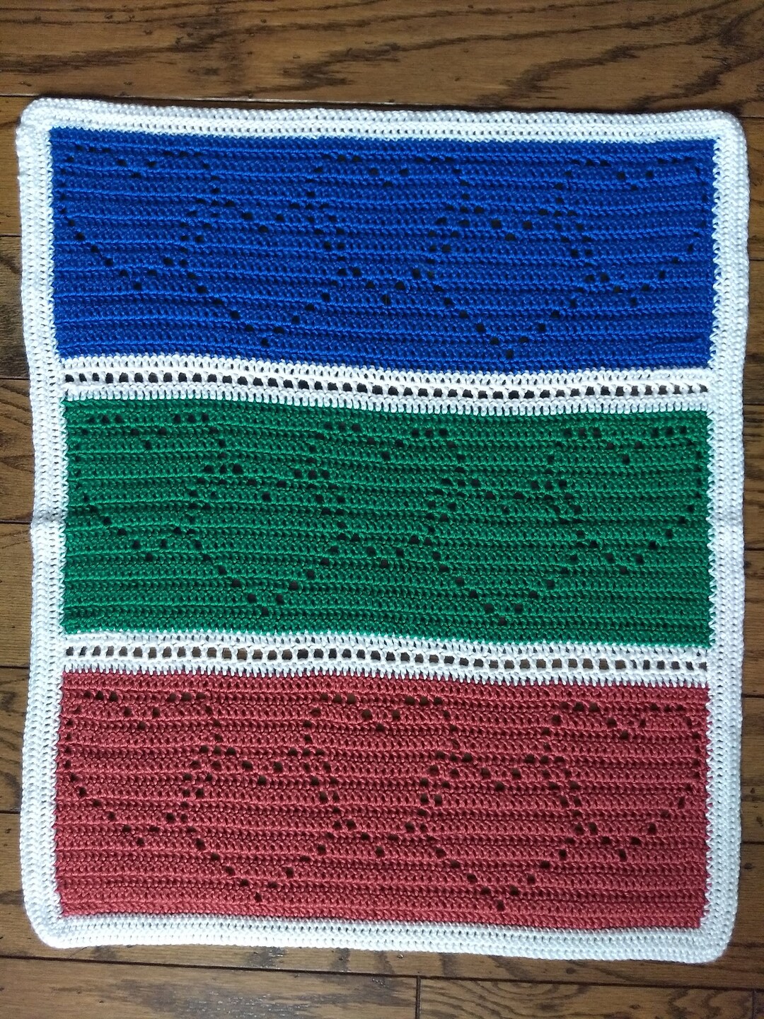 Crochet Baby Blanket | Linked Hearts | Filet Linked Hearts - Etsy