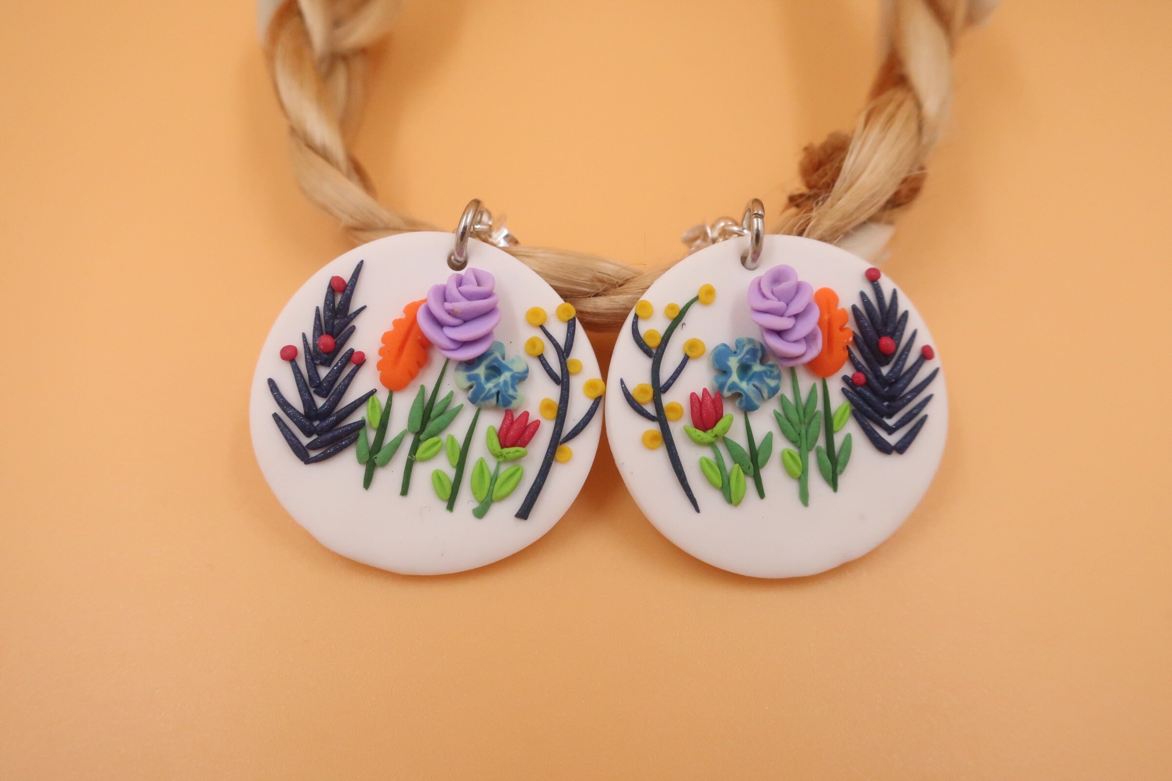 White Spring Floral Polymer Clay Earrings, Bridal Jewelry, Wildflowers ...