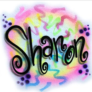Airbrush T-shirt * Swirly Name Design * You Choose Colors * Confetti ...