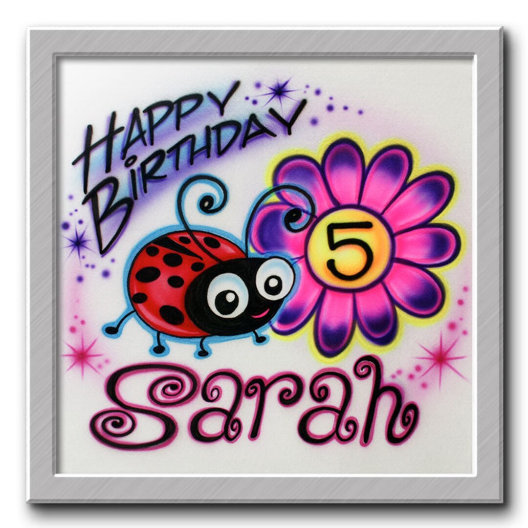 Airbrush T-shirt * Happy Birthday * Ladybug - Etsy