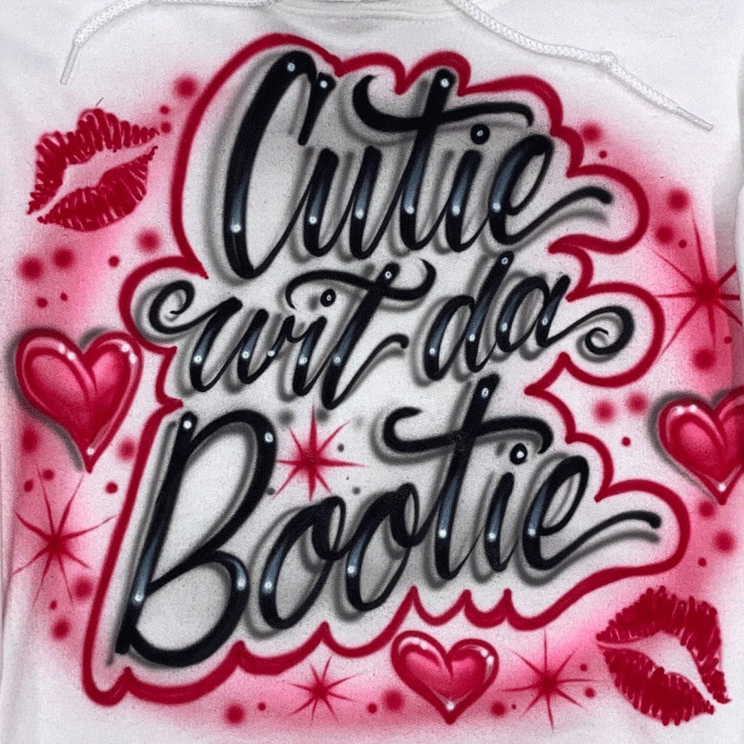 Airbrushed T-shirt * Bootie * Kiss * Lips * Hearts - Etsy