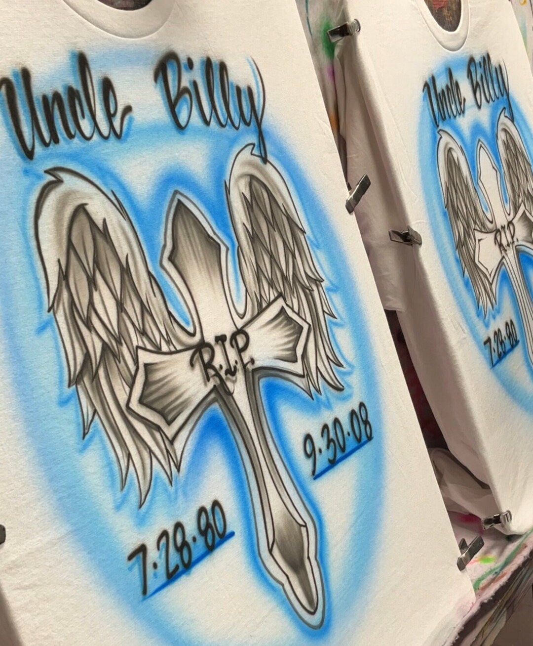 Airbrush T-shirt - RIP - Cross - in Loving Memory - Grief - Memorial ...