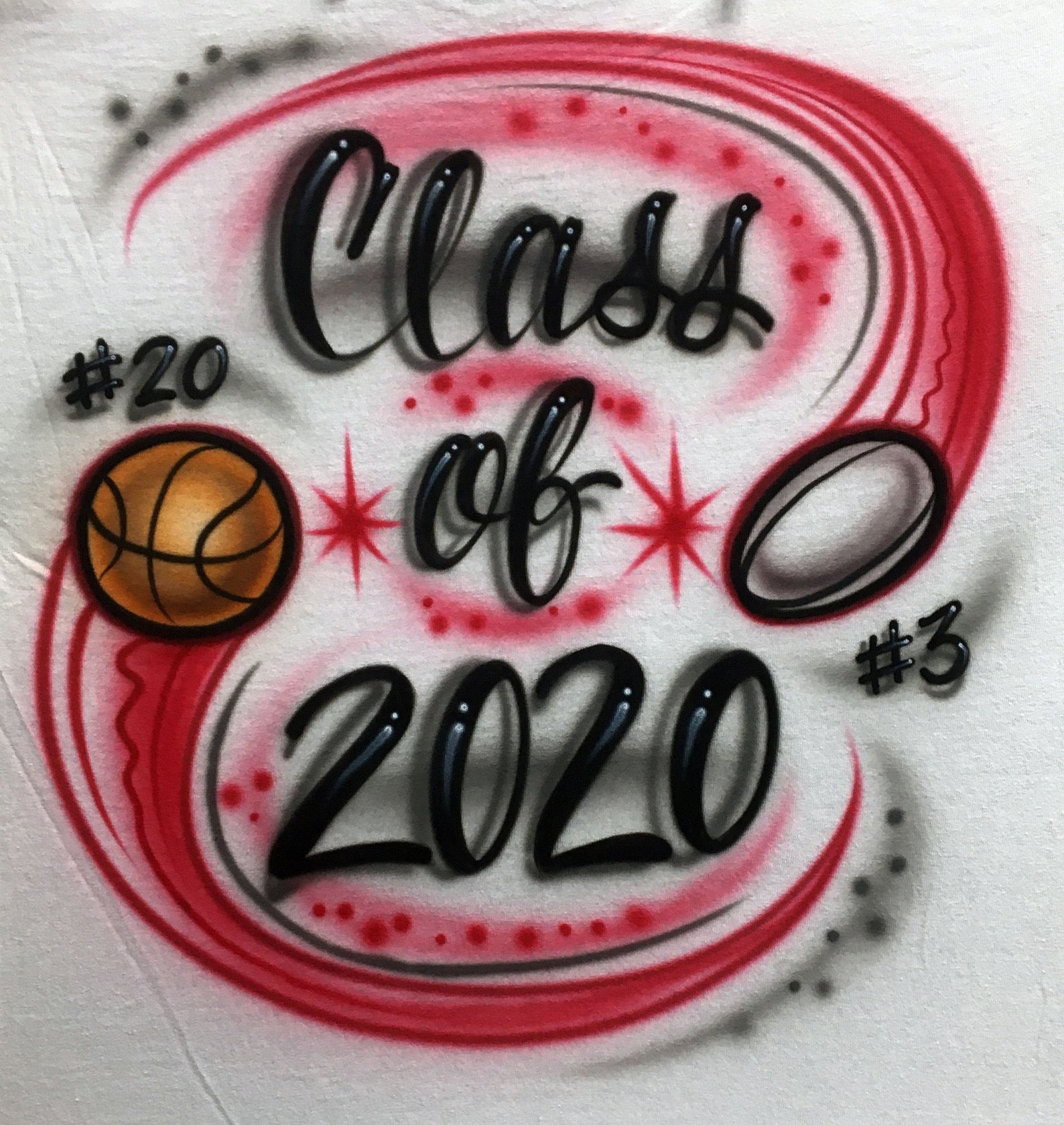 Airbrush T-shirt Class of 2020 Airbrushed T-shirt Name | Etsy