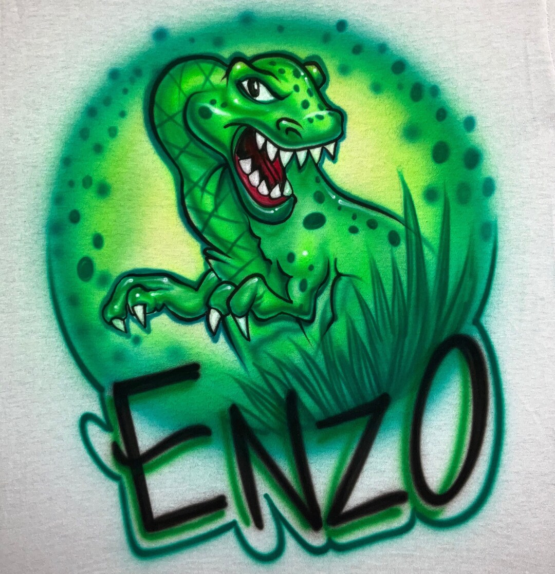 Airbrushed T-shirt * Dinosaur * T. Rex * Your Name/word - Etsy