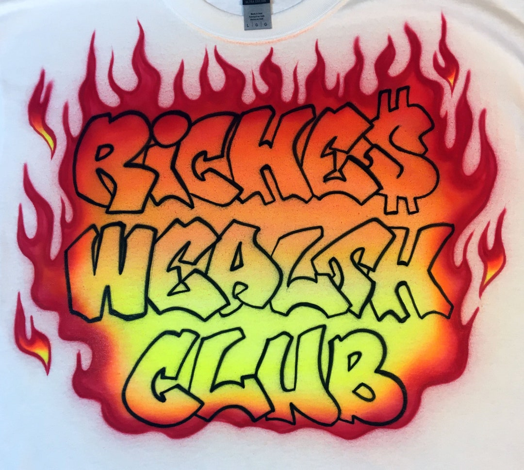 Block Name Design * Flames * Fire * Airbrushed T-shirt * Your Name ...
