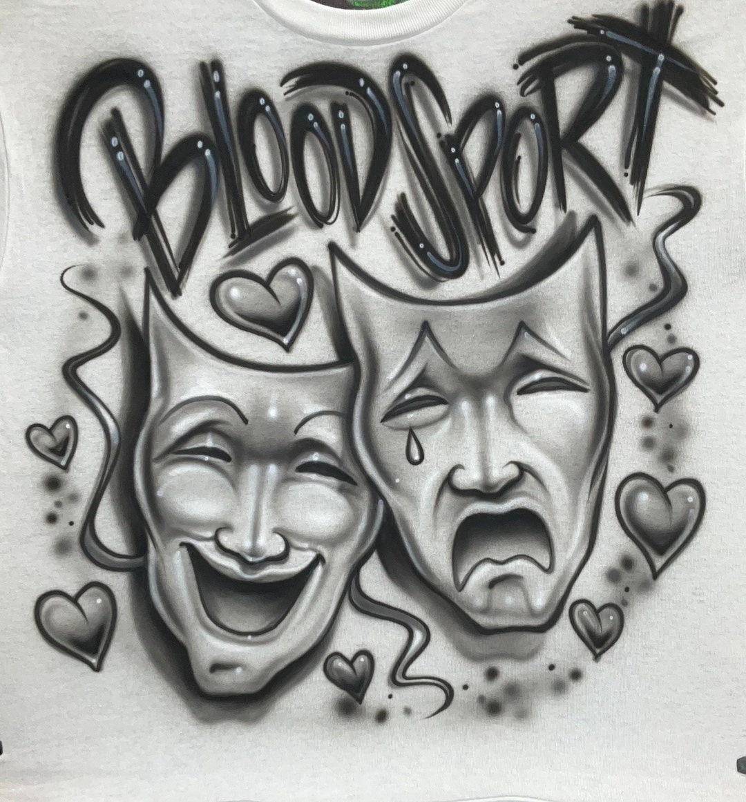Airbrushed T-shirt - Thespian - Mask - Smile Now Cry Later - Etsy