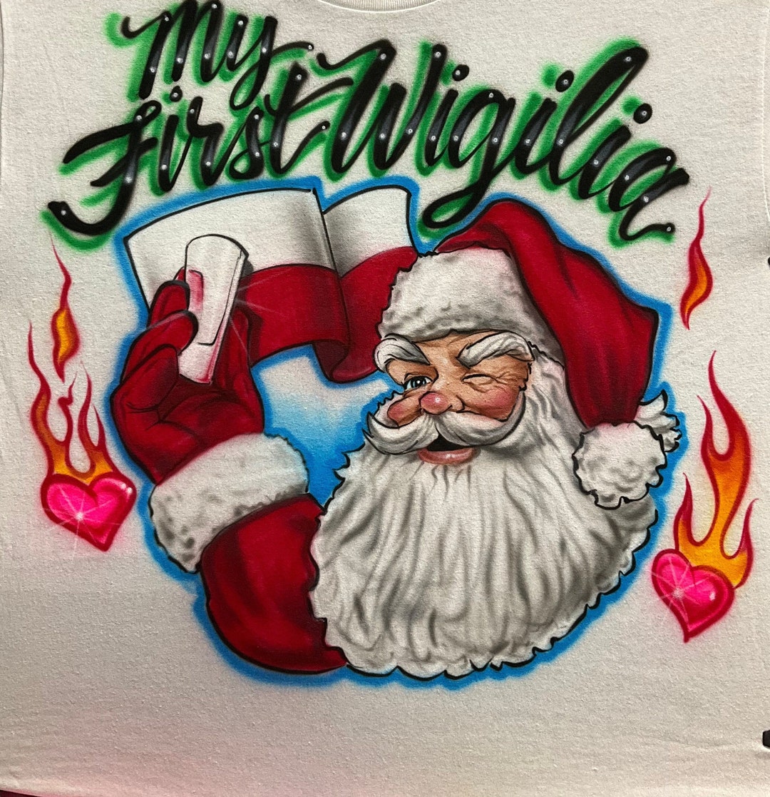 Airbrush T-shirt - Santa Claus - Vodka - Polish Flag - Christmas ...