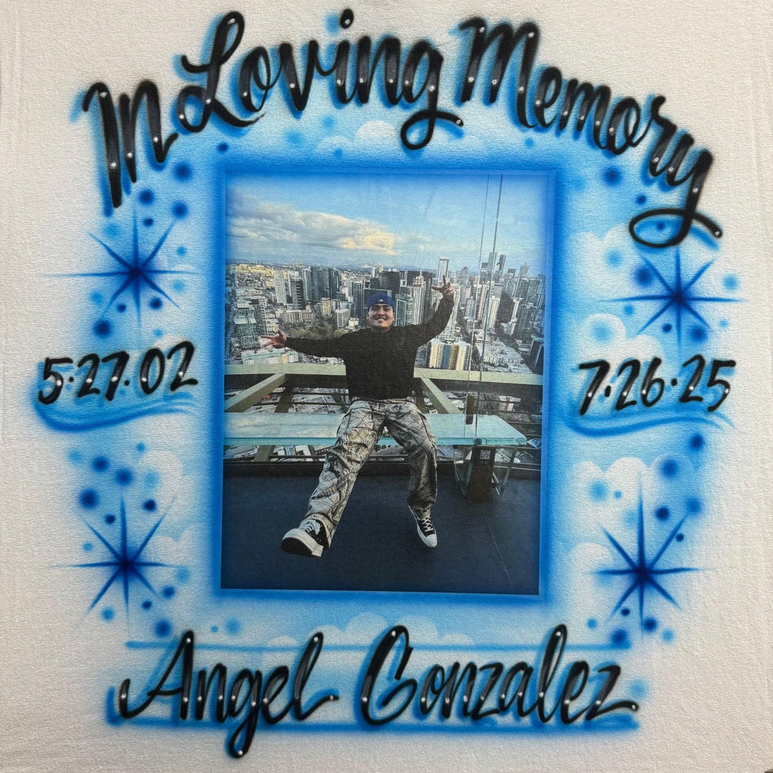 In Loving Memory Airbrush Shirt — Custom Memorial Photo Transfer Design ...