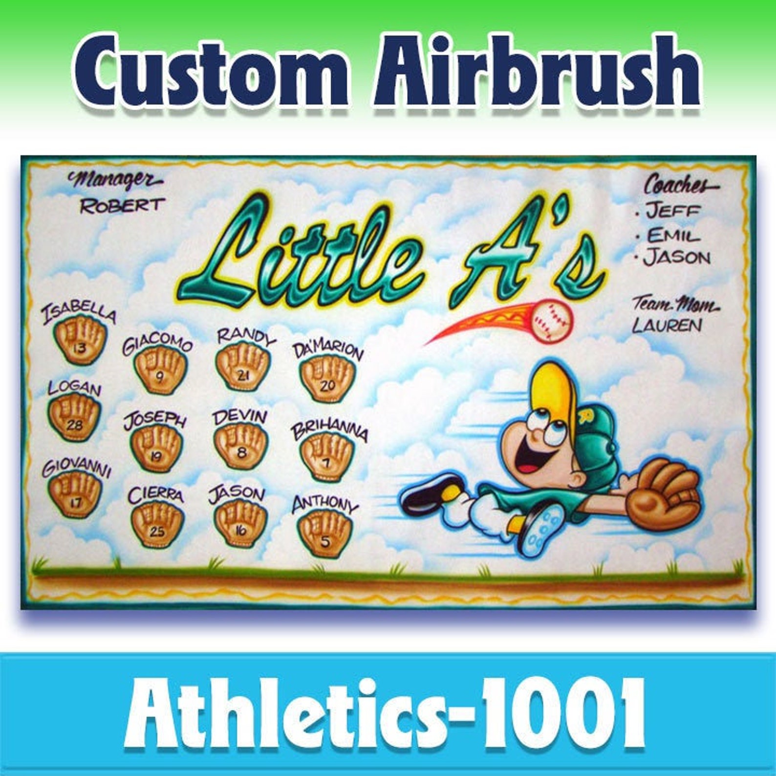 Baseball Banner Athletics Airbrush Team Banner - Etsy