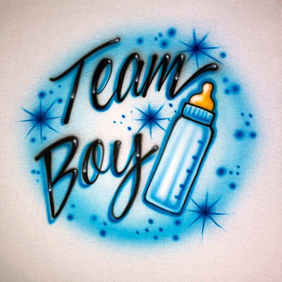 Airbrush T-shirt * Team Boy * Gender Reveal * Family * Baby Bottle - Etsy