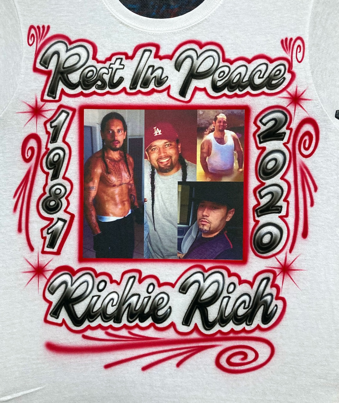 Airbrush & Photo Transfer T-shirt - RIP - Personalized - Customized ...