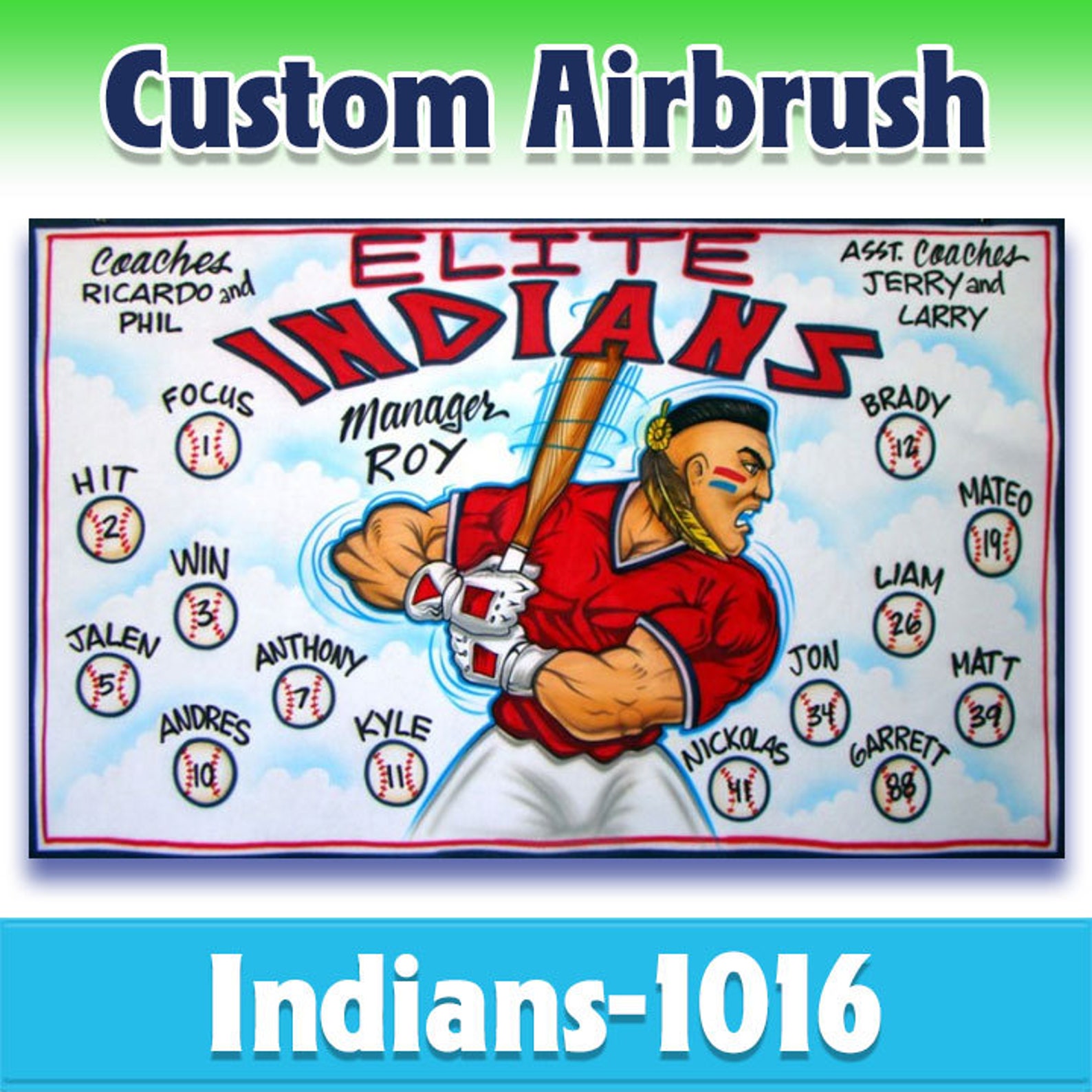 Baseball Banner - Indians - Airbrush Team Banner - Etsy