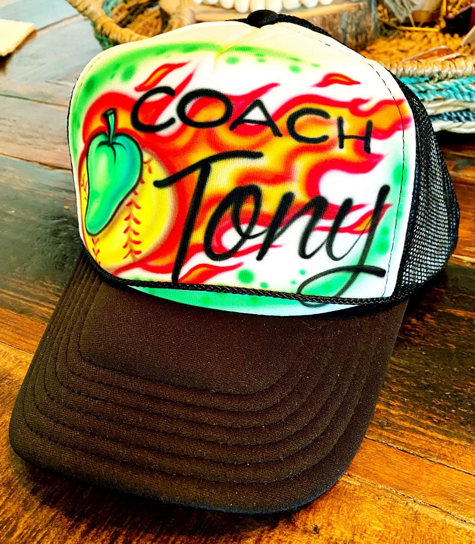 Airbrushed Trucker Hat Name Softball Soccer Sport | Etsy