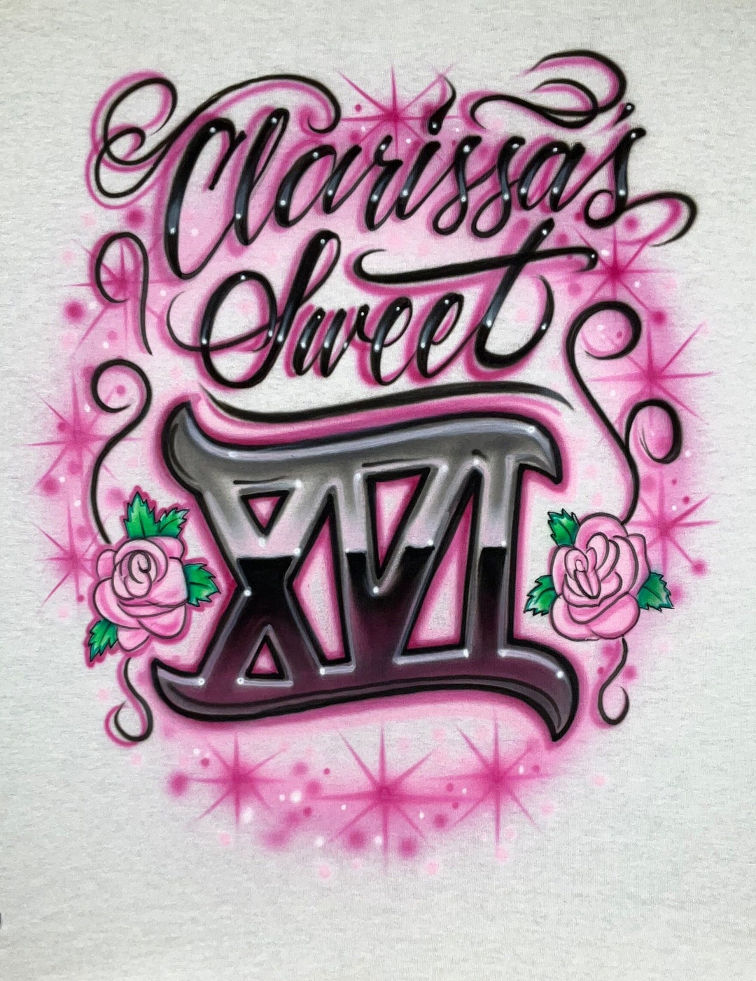 Airbrushed T-shirt * Sweet 16 * Roses * Quince * Birthday - Etsy