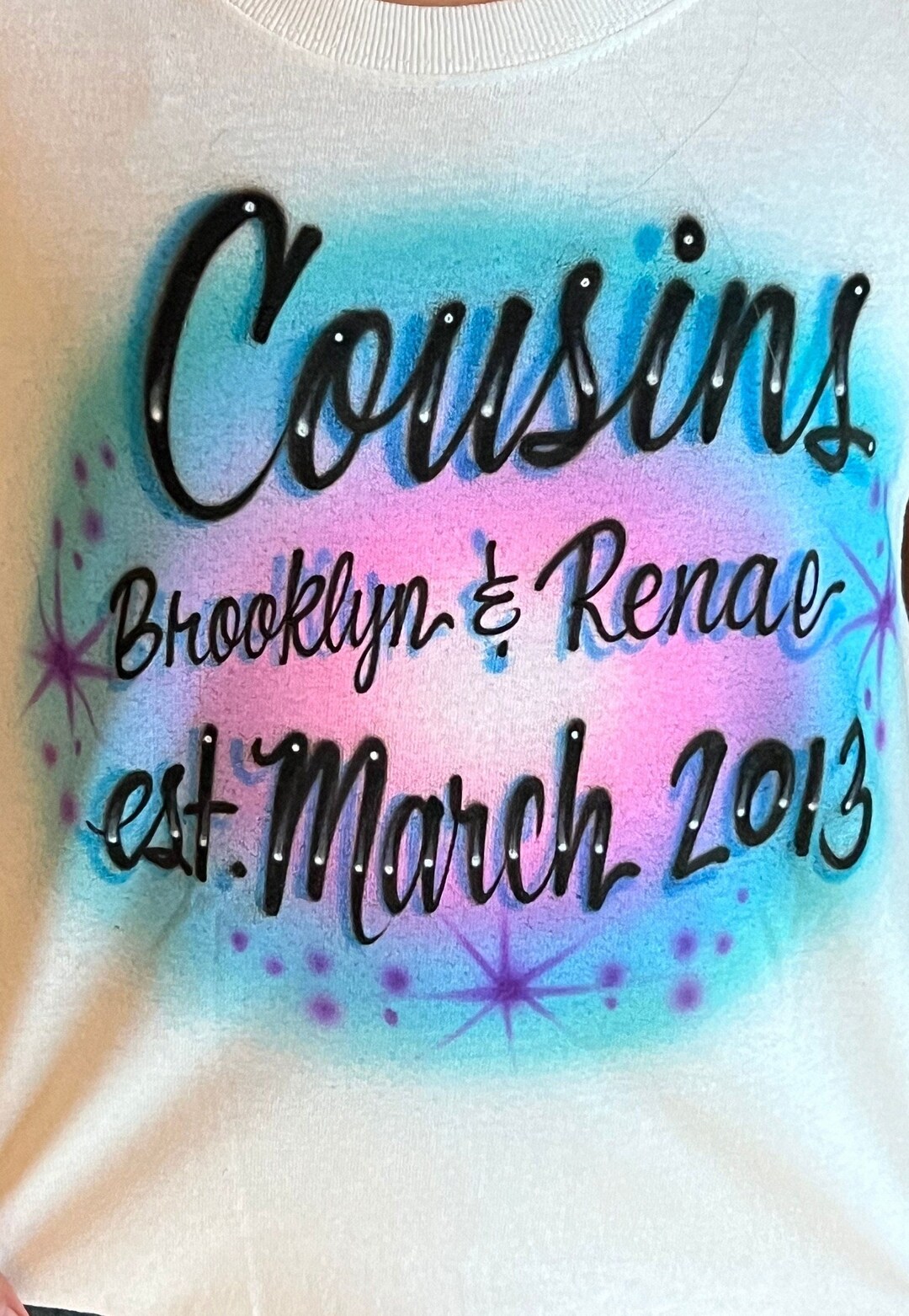 Airbrush T-shirt * Cousins * Est * You Choose Colors - Etsy